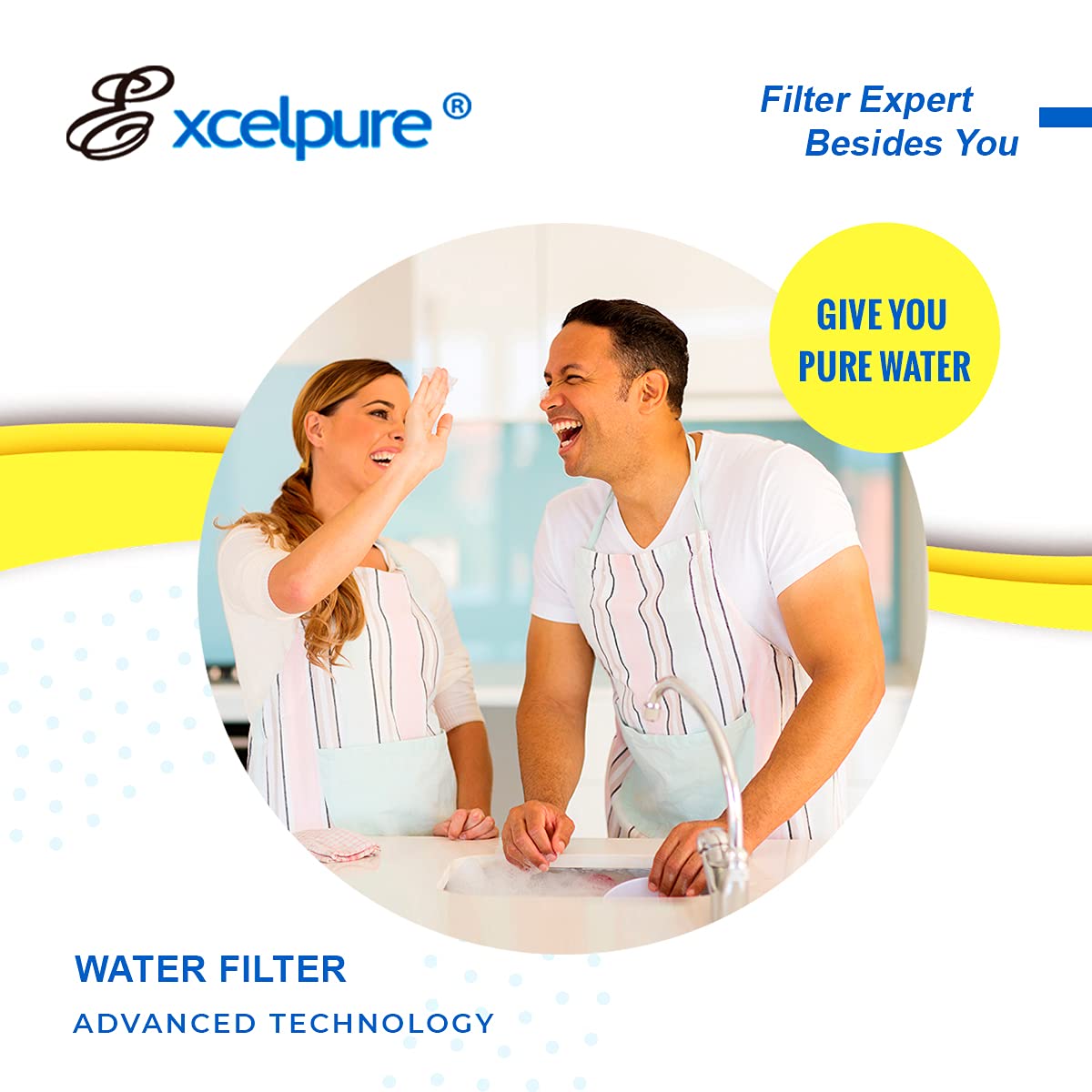 EXCELPURE 5 Micron 10"x2.5" Whole House String Wound Sediment Filter for Well Water, Replacement Cartridge for Universal 10 inch RO System, WP-5, Aqua-Pure AP110, CFS110, Culligan P5, CW-MF, 4PACK