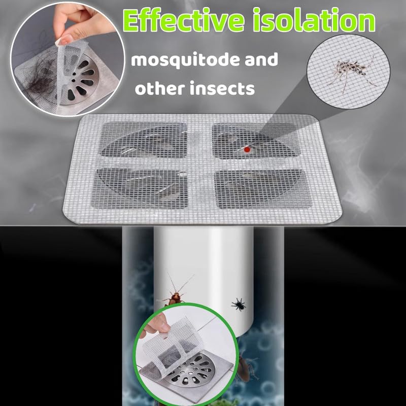 Disposable Hair Drain Stickers, 4" X 4" Disposable Shower Drain Cover Hair Catcher Mesh Stickers for Bathroom Laundry Bathtub Kitchen(50PCS)