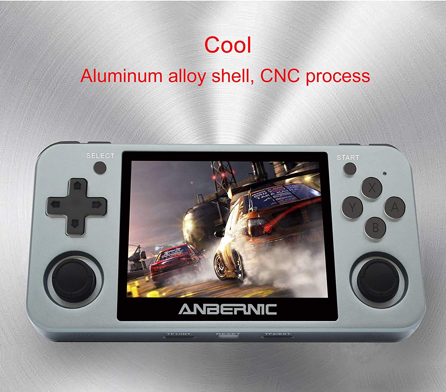 hemistin RG350m Handheld Game Console with 16G Memory, 3.5 Inch IPS Screen 2500MAH Battery Preload 5000 Games Opendingux System Gifts (Chinese and English Version) (Titanium + 32G TF Card)
