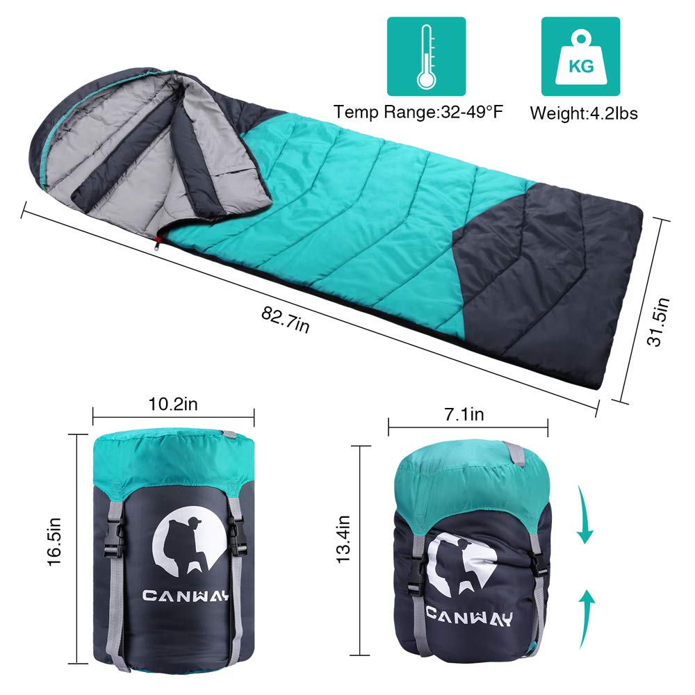CANWAY Double Sleeping Bag,2 Person Sleeping Bag Lightweight Waterproof with 2 Pillows for Camping, Backpacking, or Hiking for Adults or Teens Queen Size XL & XXL