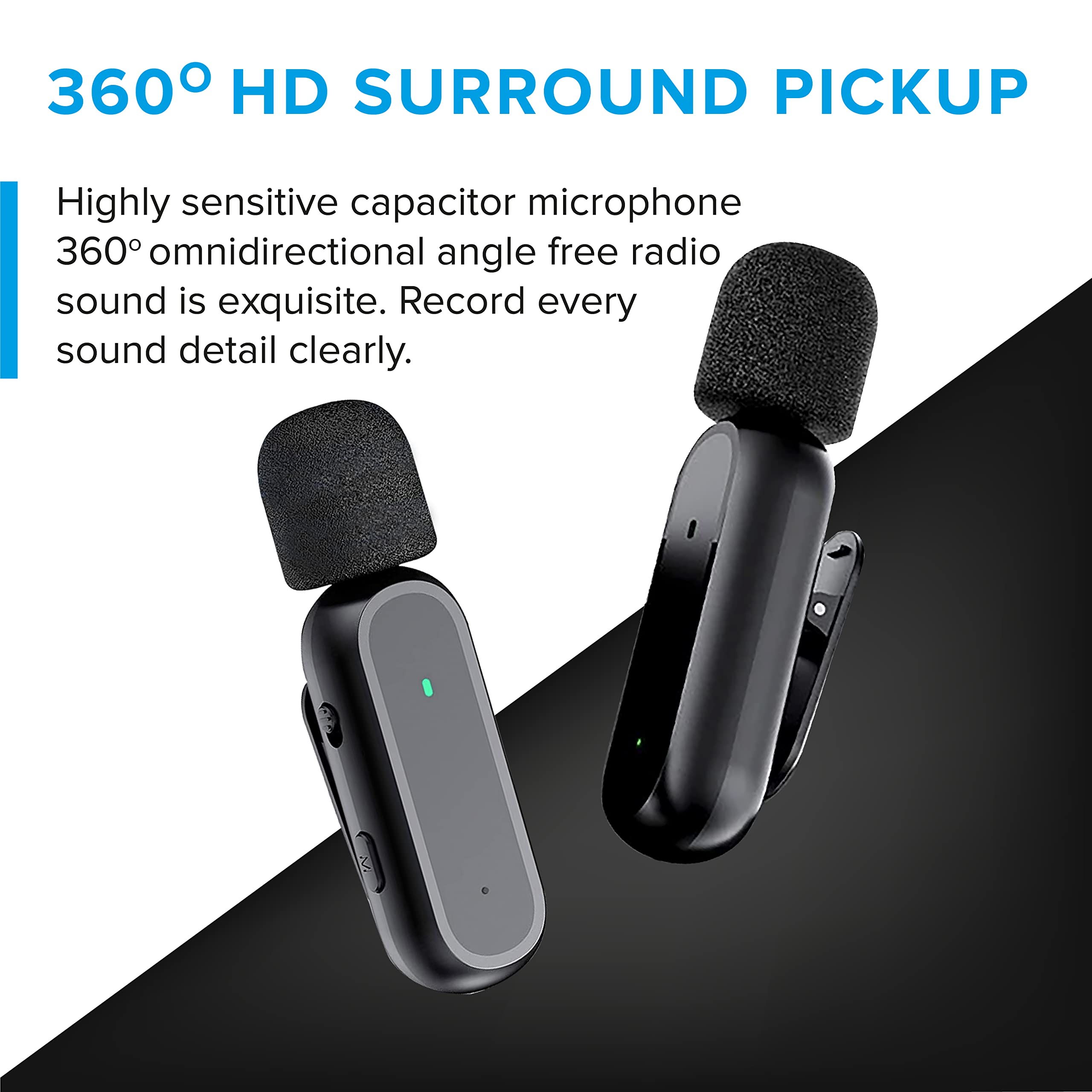 Dual Wireless Lavalier Microphone for iPhone & Android, Best Lapel Mic for Video Recording, YouTube, TikTok, IG, Podcasts & Interviews - Noise Reduction, Plug & Play, Includes Charging Case