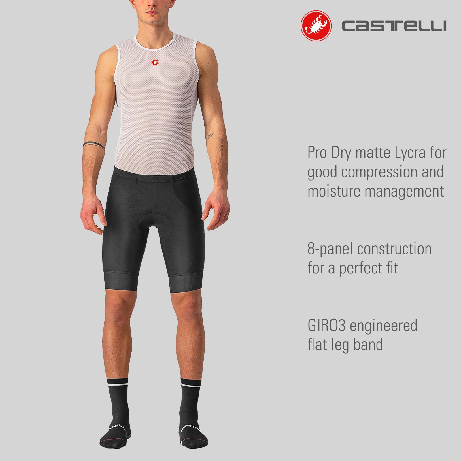 Castelli Cycling Entrata Short for Road and Gravel Biking l Cycling - Black - X-Large