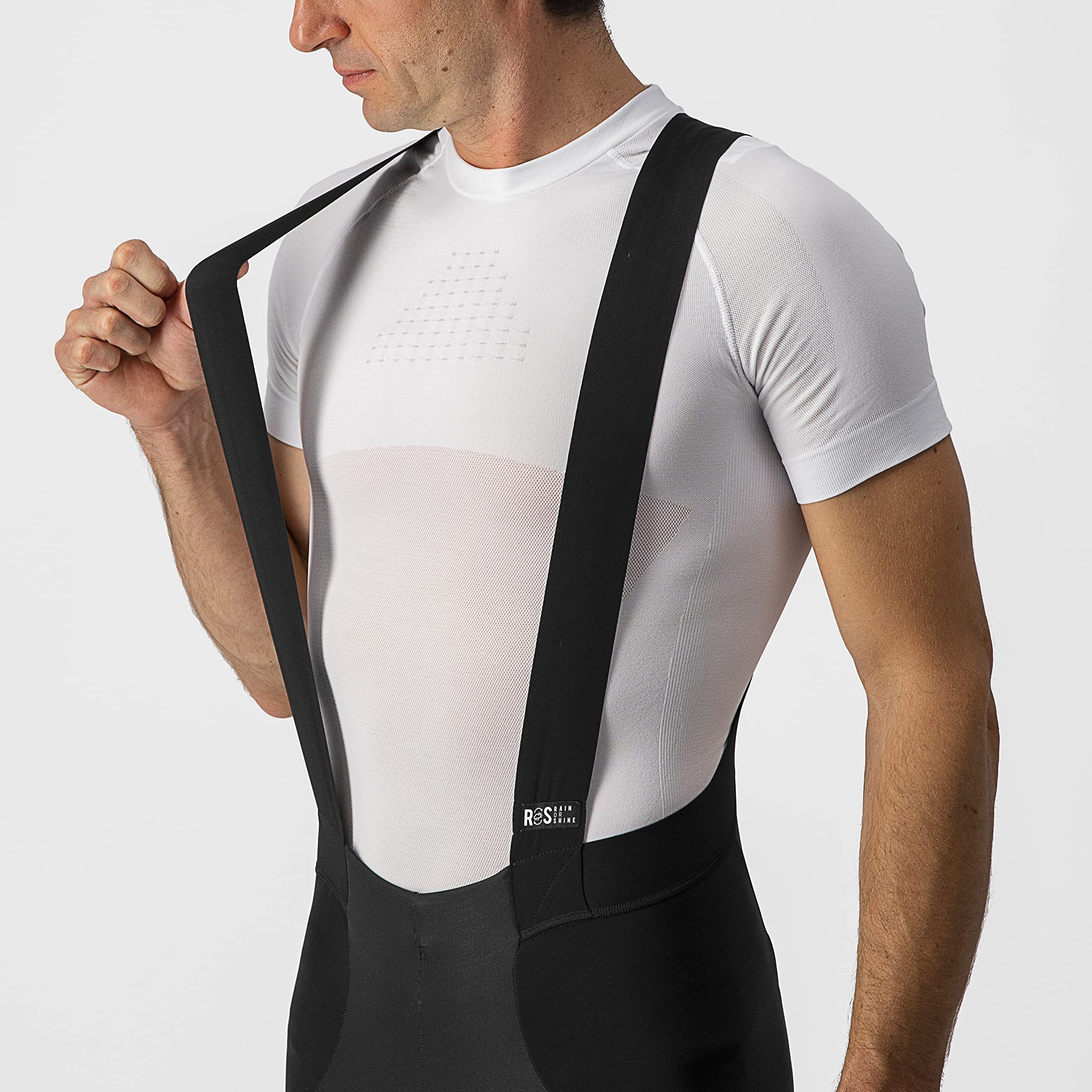 Castelli Men's Sorpasso ROS Bibtight for Road and Gravel Biking I Cycling - Black/Silver Reflex - Large