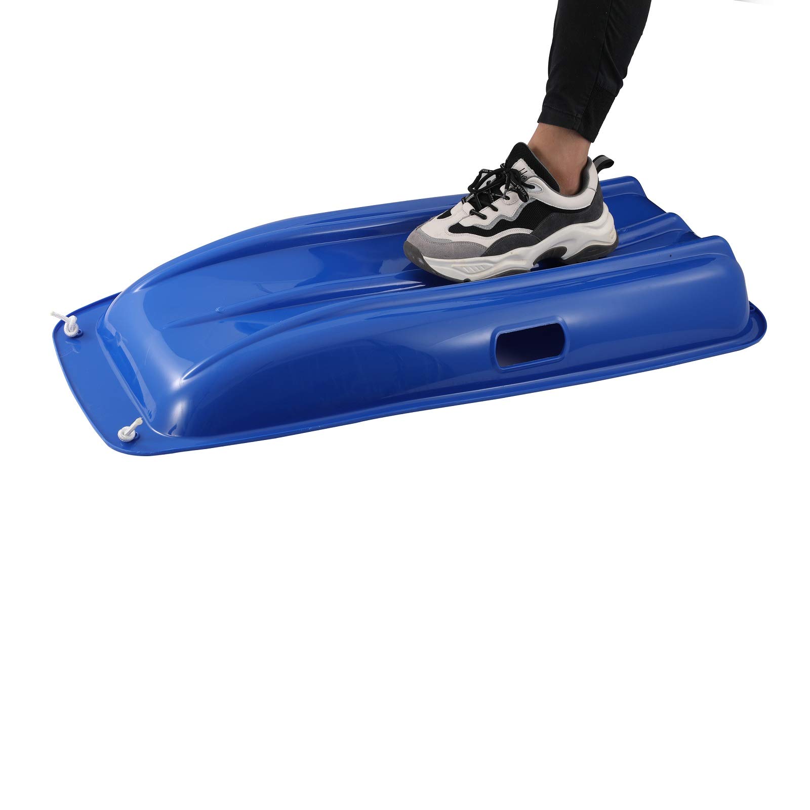 Bonnlo 2 Packs Toboggan Snow Sled, 35'' Heavy Duty Plastic Winter Downhill Sleds w/Pull Rope & 2 Handles for Kids (Blue)