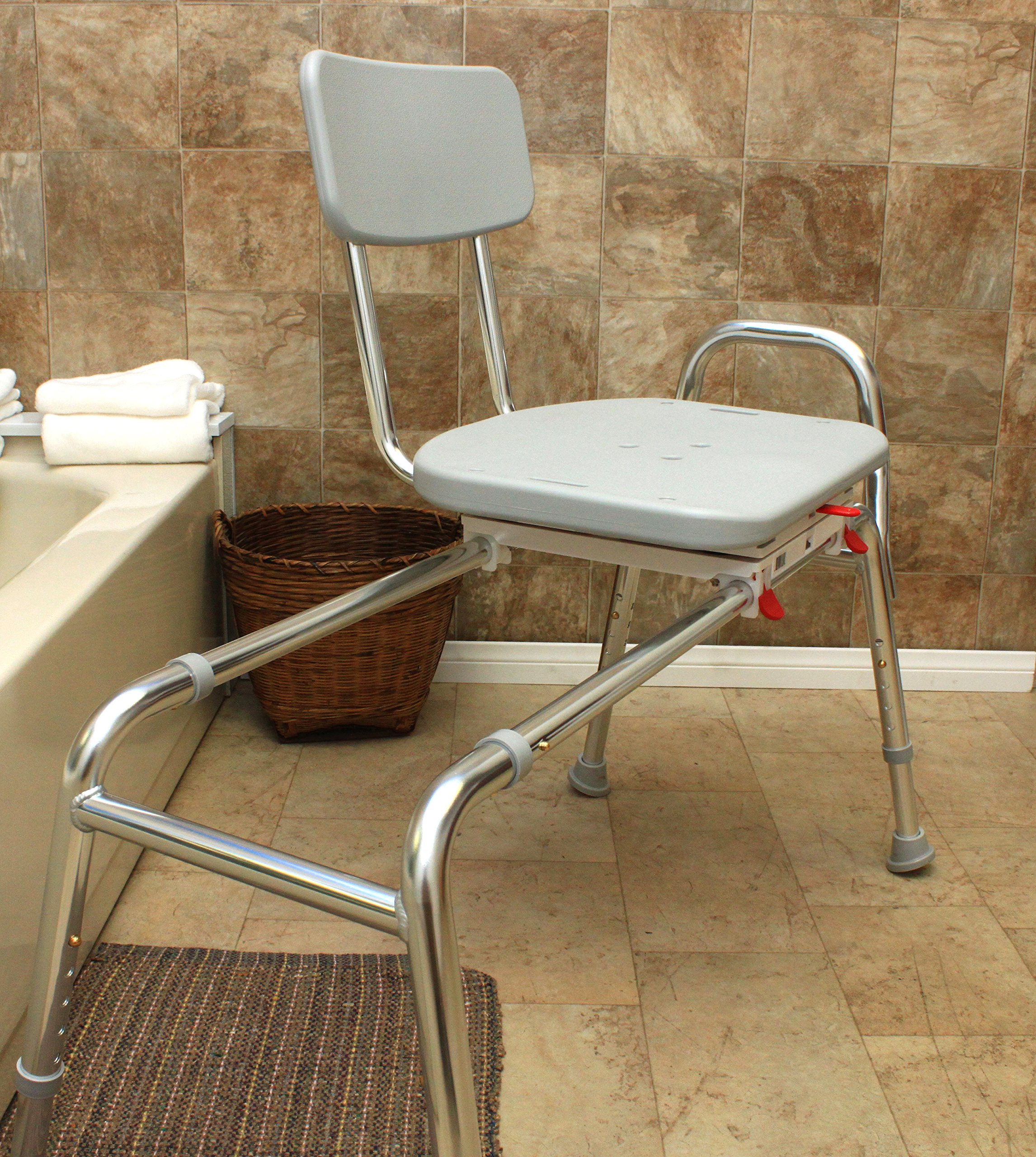 Eagle Health Supplies - Swivel Sliding Bath Transfer Bench (77662) - Regular (Base Length: 39" - 40") - Heavy-Duty Shower Bathtub Chair