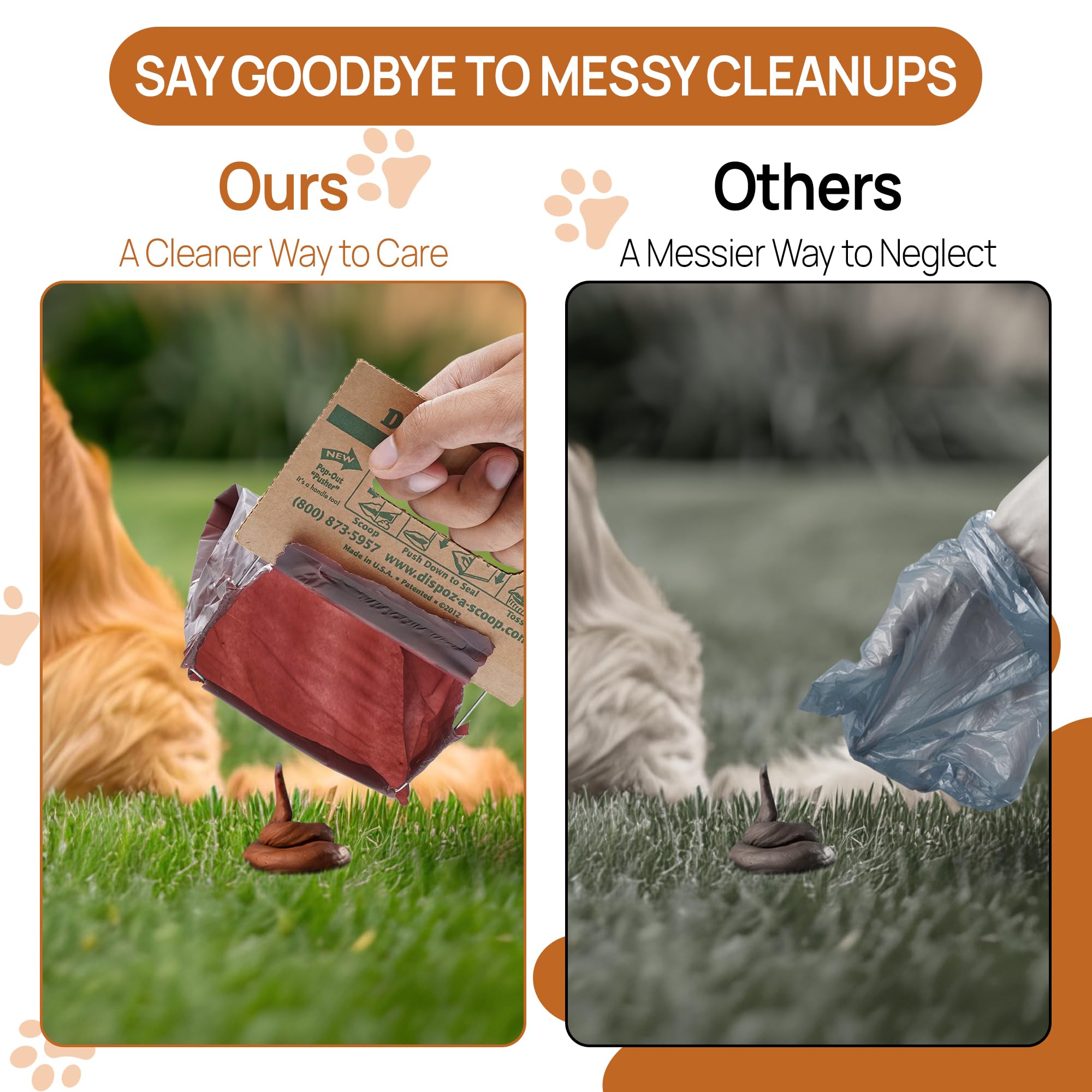 Dispoz-A-Scoop "Scoop-Seal-Disposeā Dog Pooper Scooper with Bag Attachment| No-Touch Pooper Scoopers Solution| Portable Pooper Scooper for Dogs Large and Small| Dog Poop Scooper for Yard Walk| (48)