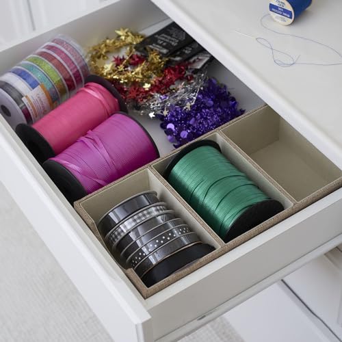 Household Essentials Brown 722-1 Deep 3 Section Drawer Organizer Box for Storage | 12 in x 6.13 in x 3.13