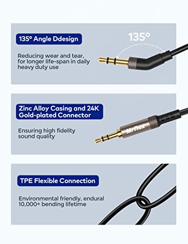 Mr Rex 3.5mm to 2.5mm Aux Cable Cord for Bose 700 QuietComfort QC45 QC35II QC35 QC25 Noise Cancelling Headphones, JBL E45BT E55BT E65BTNC Bluetooth Earphone, Audio Replacement Wire (1-Pack, 6.5FT)