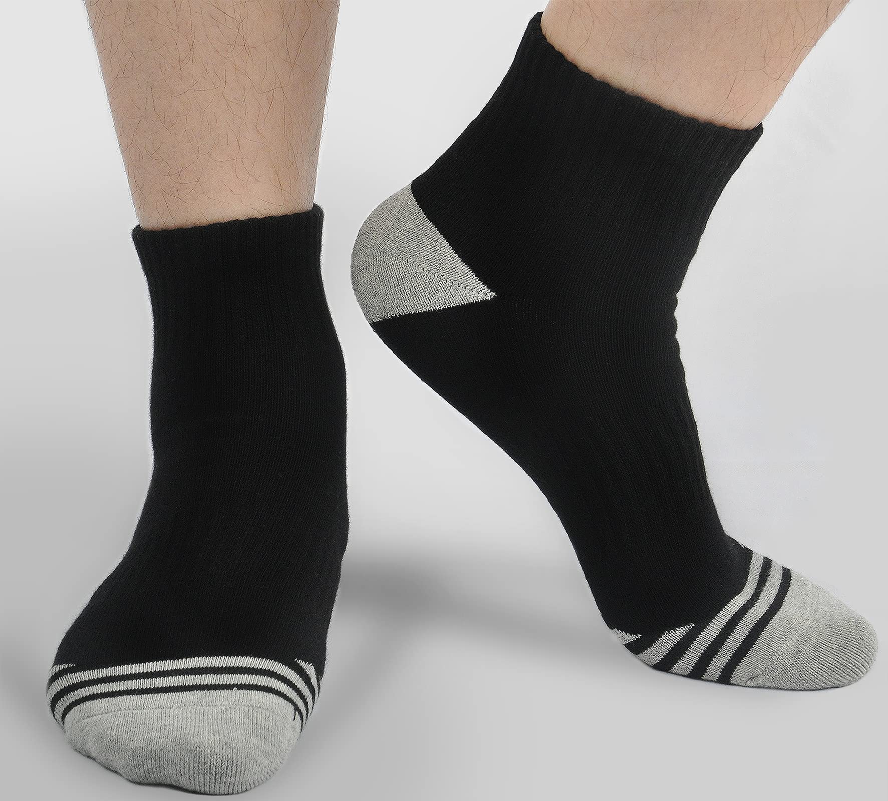 CLDJOIT Mens Sport Running Hiking Work Casual Low Cut Socks, Max Cushion Thick Athletic Ankle Cotton Socks for Men 6 Pack (Black)