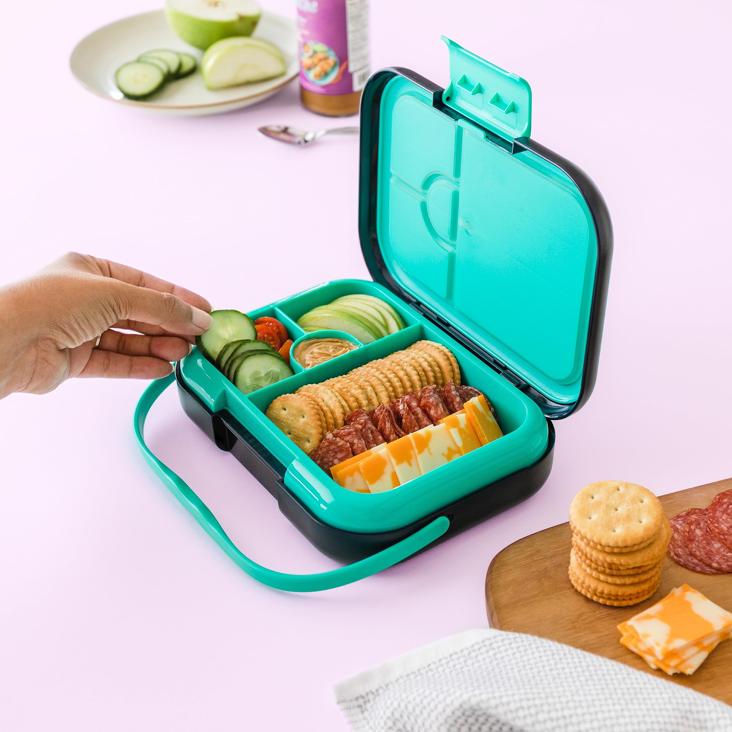 BOZ Bento Box for Kids - Kids Bento Lunch Box for Ages 3 to 7 β Toddler Lunch Box for Daycare β Leak Proof 4 Compartments Kids Lunch Container β Dishwasher Safe Kids Bento Box β Space Lunch Box