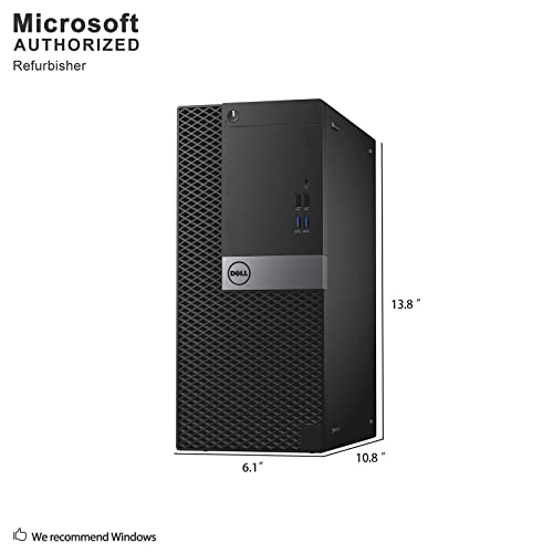 Dell OptiPlex 5040-T, Core i7-6700 3.4GHz, 16GB RAM, 480GB Solid State Drive, DVDRW, Windows 10 Pro 64bit, (Renewed)