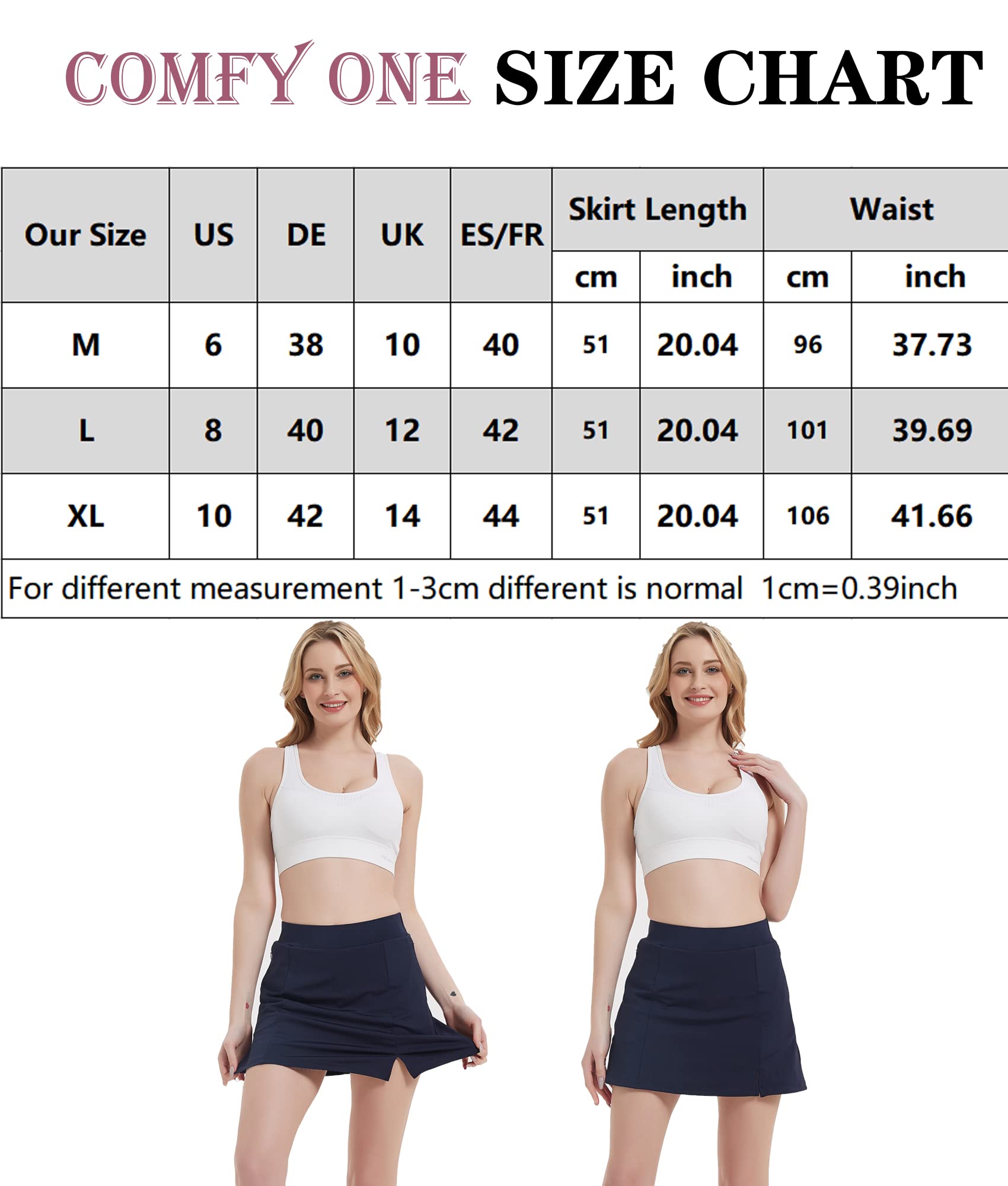 COMFY ONE Golf Skirts for Women,Skorts Skirts for Girls 2 in Short Elastic Waist Active Skorts with Pockets Baisc Blue XL