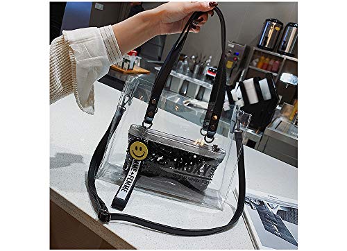 Clear Bags For Women Transparent Crossbody Shoulder Bag Handbag Tote (Black)