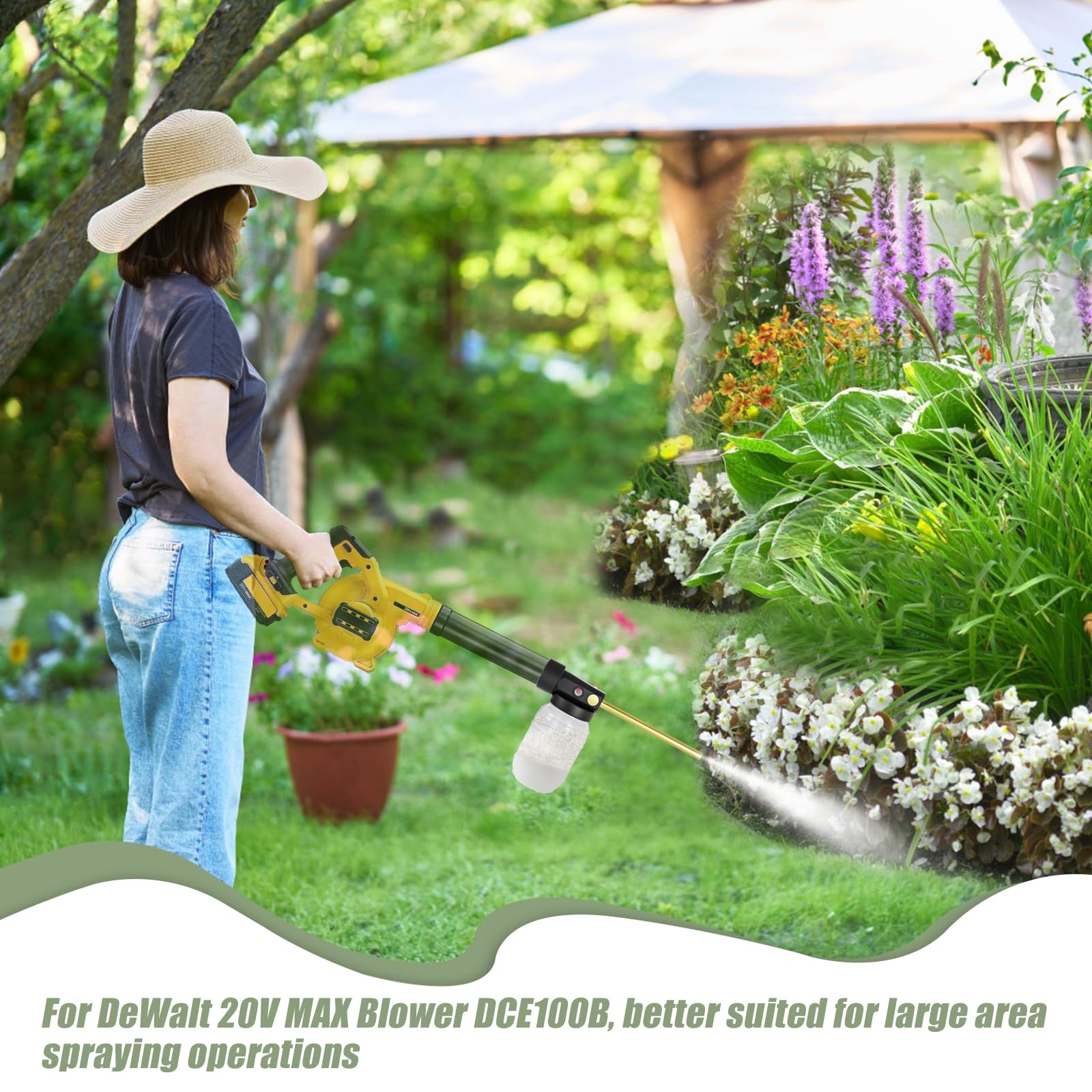 Dinftin Garden Dust Applicator – Diatomaceous Earth Powder Duster Sprayer for Plants and Gardens, Perfectly for DeWalt 20V MAX Blower DCE100B(Machine not Included)