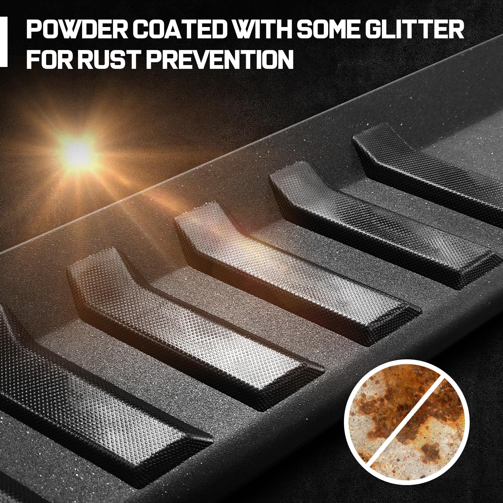 COMNOVA Pair Running Board Nerf Bar Compatible with 17-24 Ford F250 Superduty Crew Cab(4 Full Size Doors) Rocker Slider Side Steps,Width 6 Inches V Style.with OE Style Brackets.