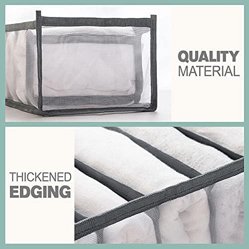 Wardrobe Clothes Organizer(2PCS)- Washable Drawer Dividers for Clothes - Pants, Jeans, T Shirt Organizer for Drawer - Folded Closet Organizers, Mesh Clothes Storage Organizer (WHITE, 9 Girds Large)