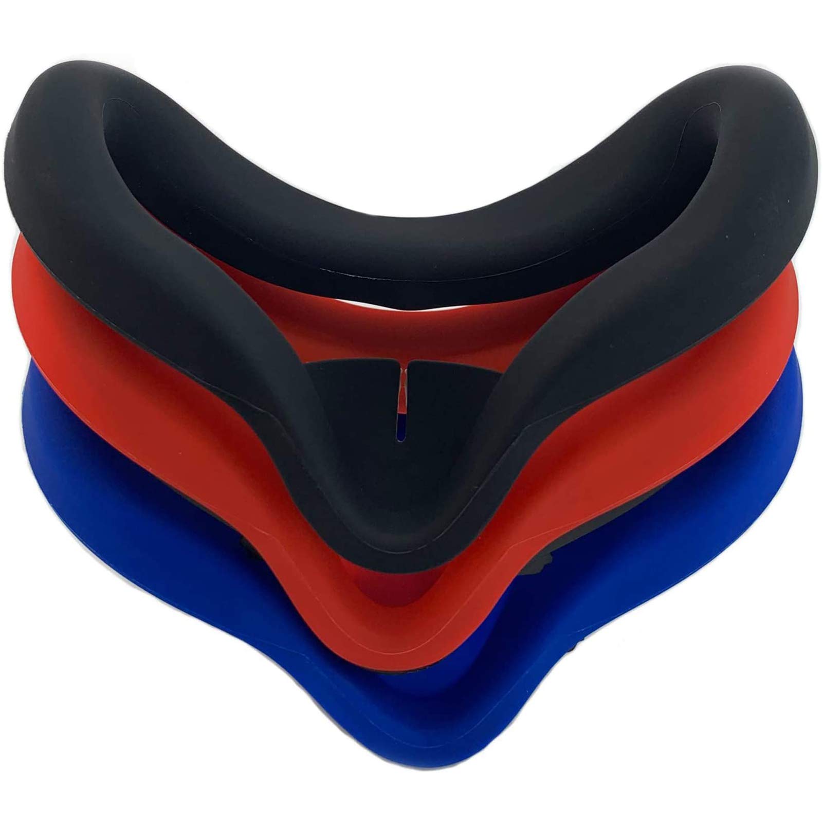 TATACO VR Silicone Cover Eye Pad for Oculus Quest 2 - Sweat-Proof, Lightproof, Non-Slip, Washable Black/Blue/Red, 3PC