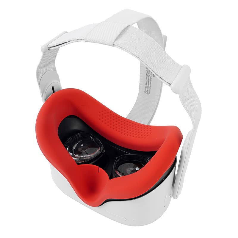 Duckart Eye Cover for Oculus Quest2, Breathable Anti-Sweat Soft Silicone Eye Cushion for Oculus Quest 2 VR Headset red
