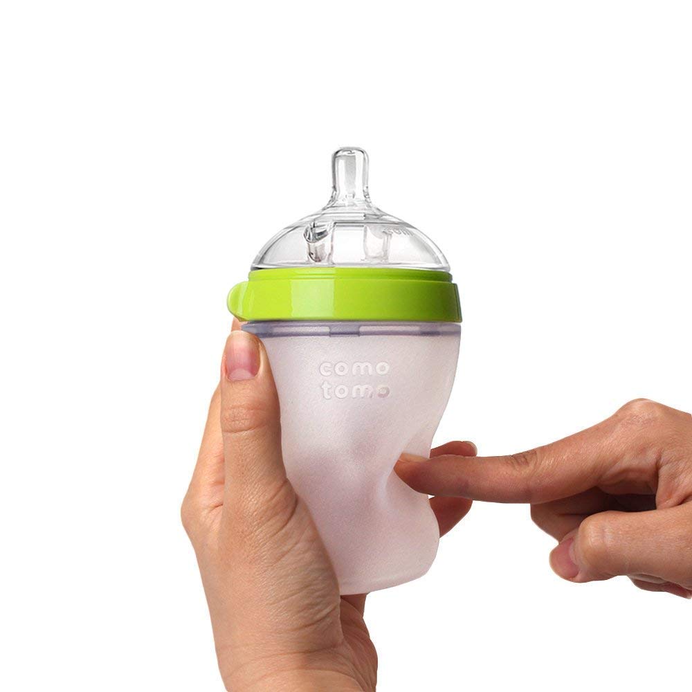 Comotomo Baby Bottle, Green, 8 Ounce, 4 Count (2 Pack)