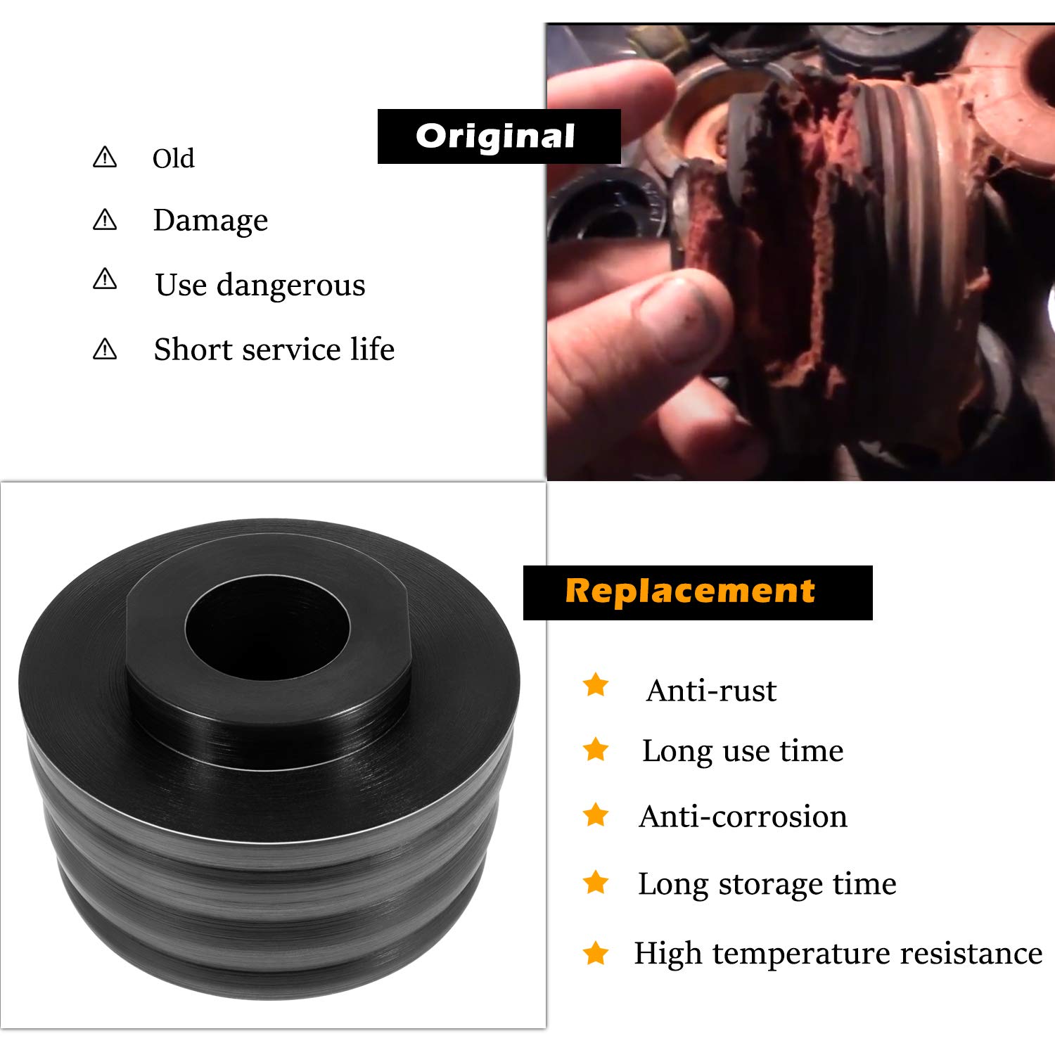 Black KF04060BK Body Mount Bushing Kit Fits for 2008-2016 Ford F250 F350 Super Duty 2WD 4WD Polyurethane Body Cab Mounts & Steel Sleeves & Hardware(60PCS)