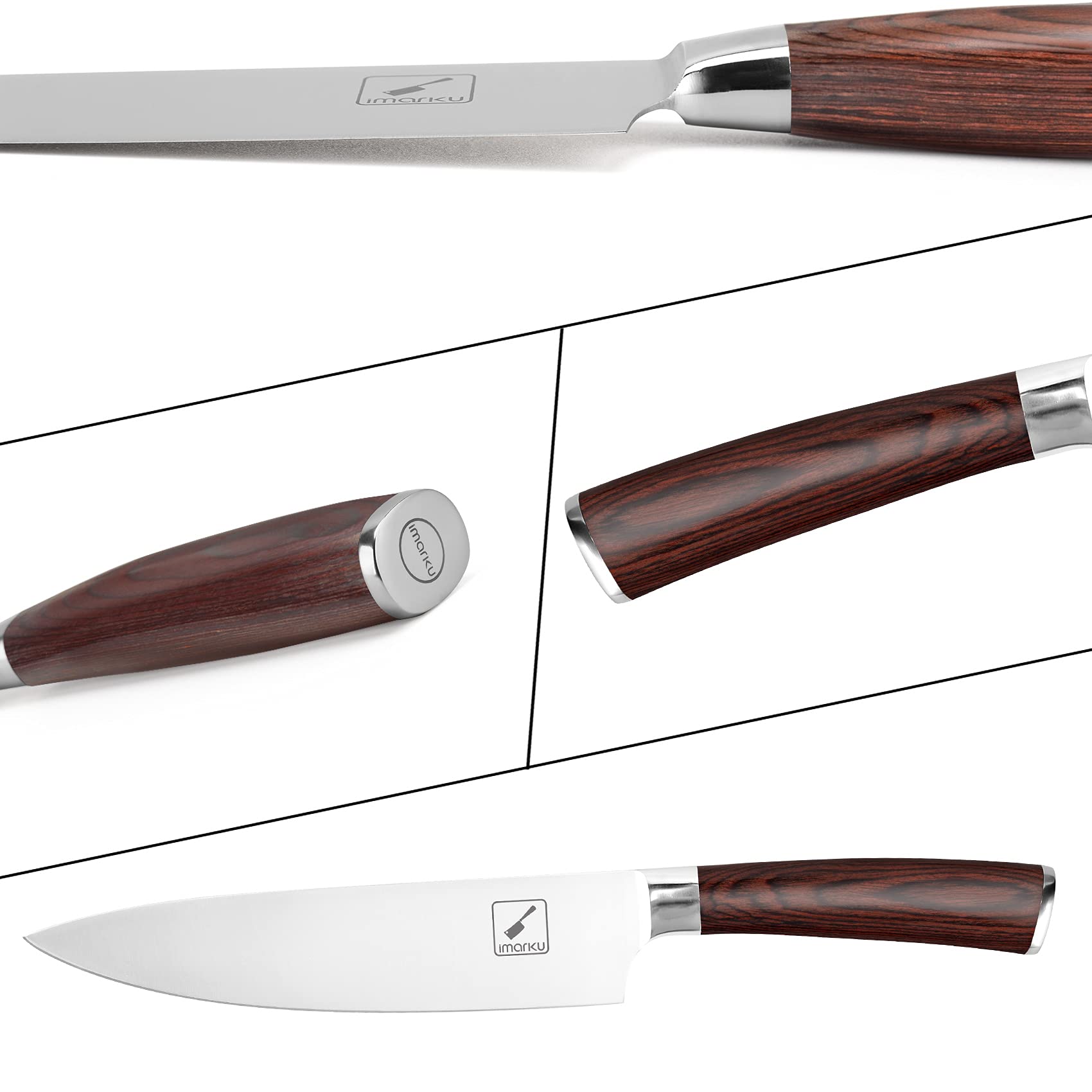 imarku Chef Knife - Pro Kitchen Knife 8 Inch Chef's Knives High Carbon Japanese SUS440A Stainless Steel Sharp Paring Knife with Ergonomic Handle, Red Handle, Christmas Gifts for Women Men