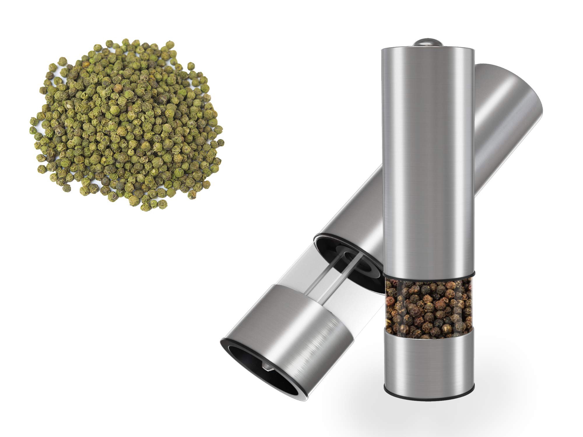 Electric Pepper Grinder or Salt Grinder β Battery Operated Automatic Spice Grinder - Pepper Mill with Light and Adjustable Ceramic Grinder by Velvastar