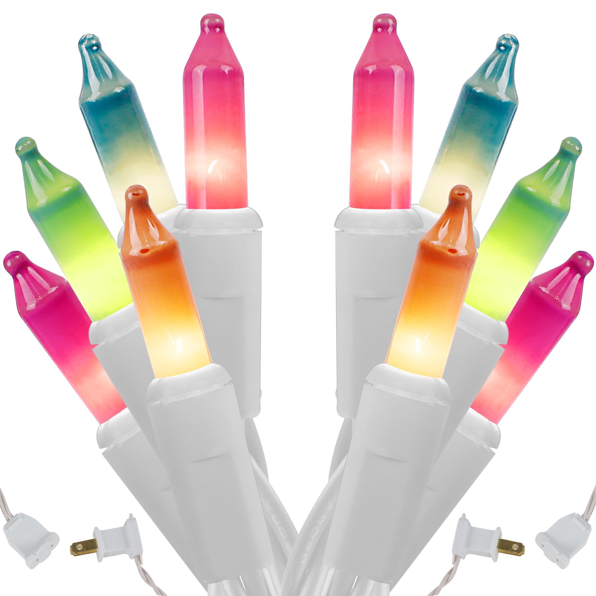 WATERGLIDE 2 Pack Easter String Lights, Christmas Lights, 100 Count 20FT White Wire Mini Pastel Fairy Lights, 120V UL Certified for Patio Wreath Garland Garden Outdoor Indoor Decoration, Multicolor