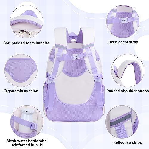 Mcaldume Cute Backpacks for Girls, Kawaii Backpack Aesthetic Backpack for Teen Girls, Cute Bookbag for Kids Elementary School Beige