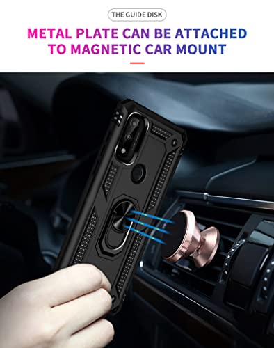 for Moto G Pure Case, Moto G Power 2022 case with Screen Protector [Military Grade 16ft. Drop Tested] Magnetic Ring Holder Kickstand Protective Phone Case for Motorola Moto G Pure 2021, Black