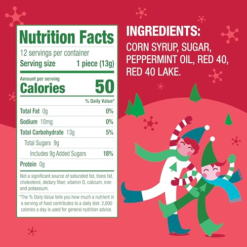 Brach's Bobs Red & White Mint Canes, Christmas Candy, Stocking Stuffers for Kids, Holiday Classic, 5.3 Oz, 12 Count (Pack of 1)