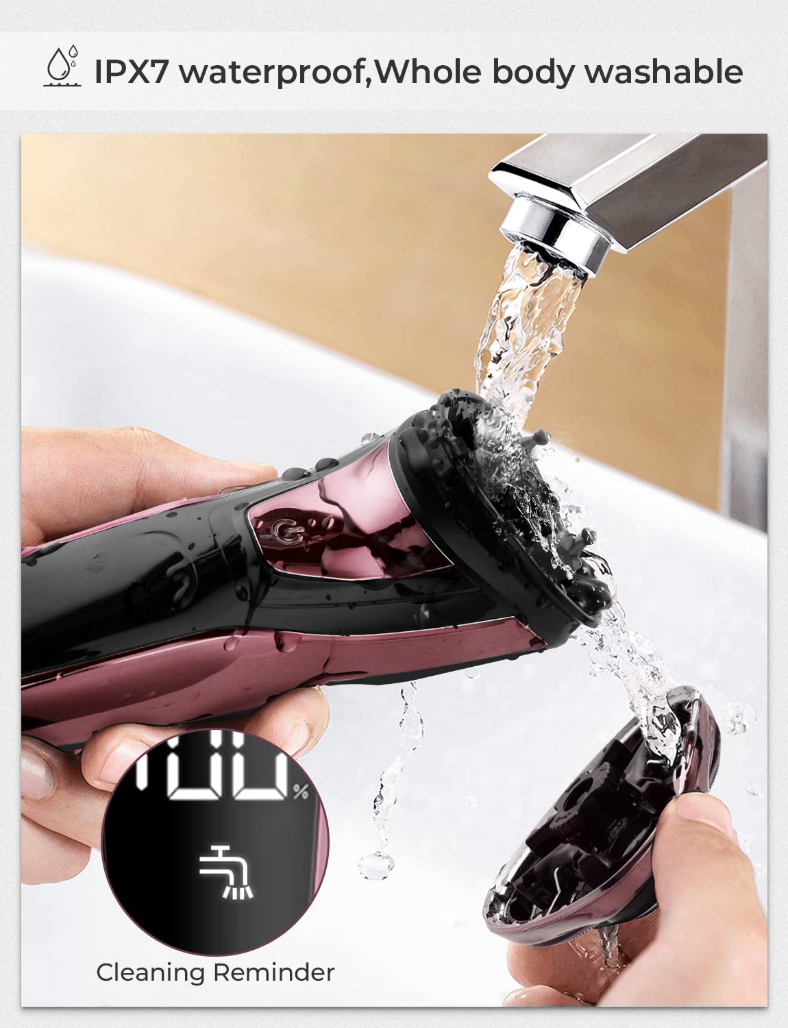 CITHOT Electric Razor for Men Electric Shaver with Pop-up Trimmer, Wet and Dry Razor with Screen Display IPX7 Rechargable Cordless Blue