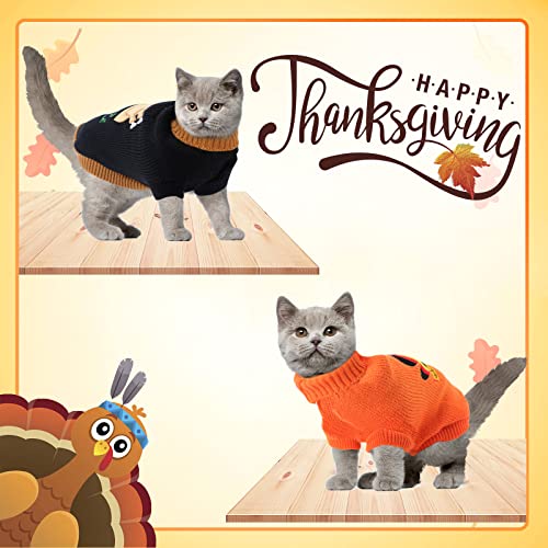 HUMLANJ 2 Packs Knitted Cat Sweater Thanksgiving Turtleneck Turkey Sweater Pet Cat Sweaters for Cats Warm Pullover Small Dog Puppy Knitwear