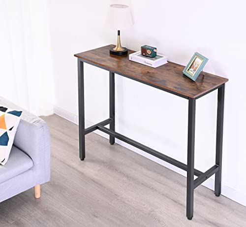 RokiaTek Bar Table 39" Long Narrow Bar Height Pub Table Dining Table for Kitchen, Dining Room, Living Room, Sturdy Metal Frame, Industrial, Rustic Brown and Black