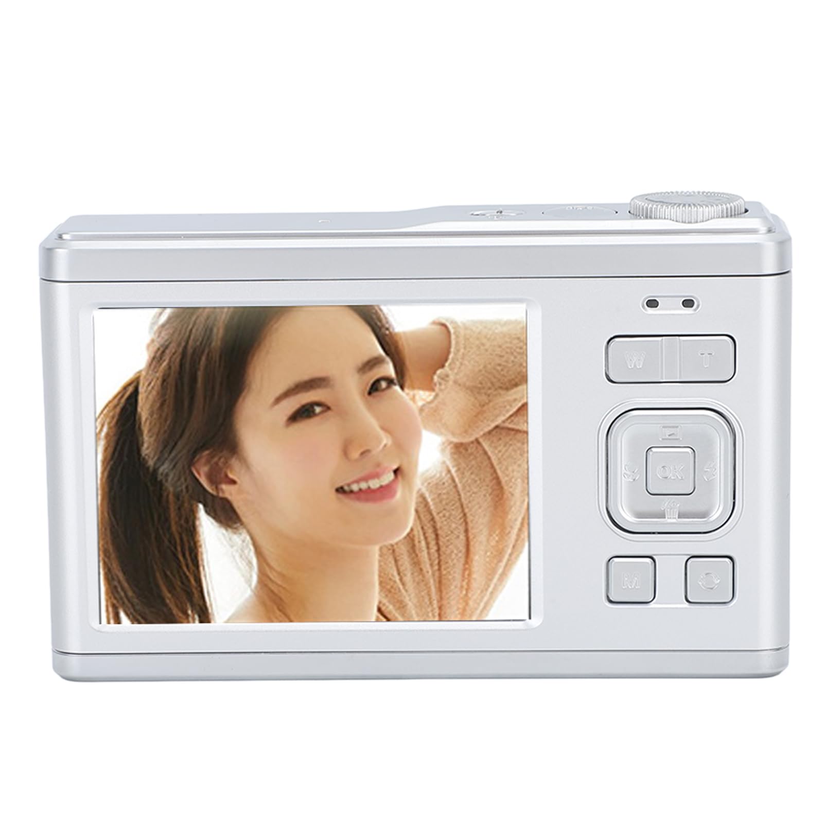 Compact Camera, Autofocus Digital Camera Dual HD IPS Screen with Built in Flash for Photography (Silver)