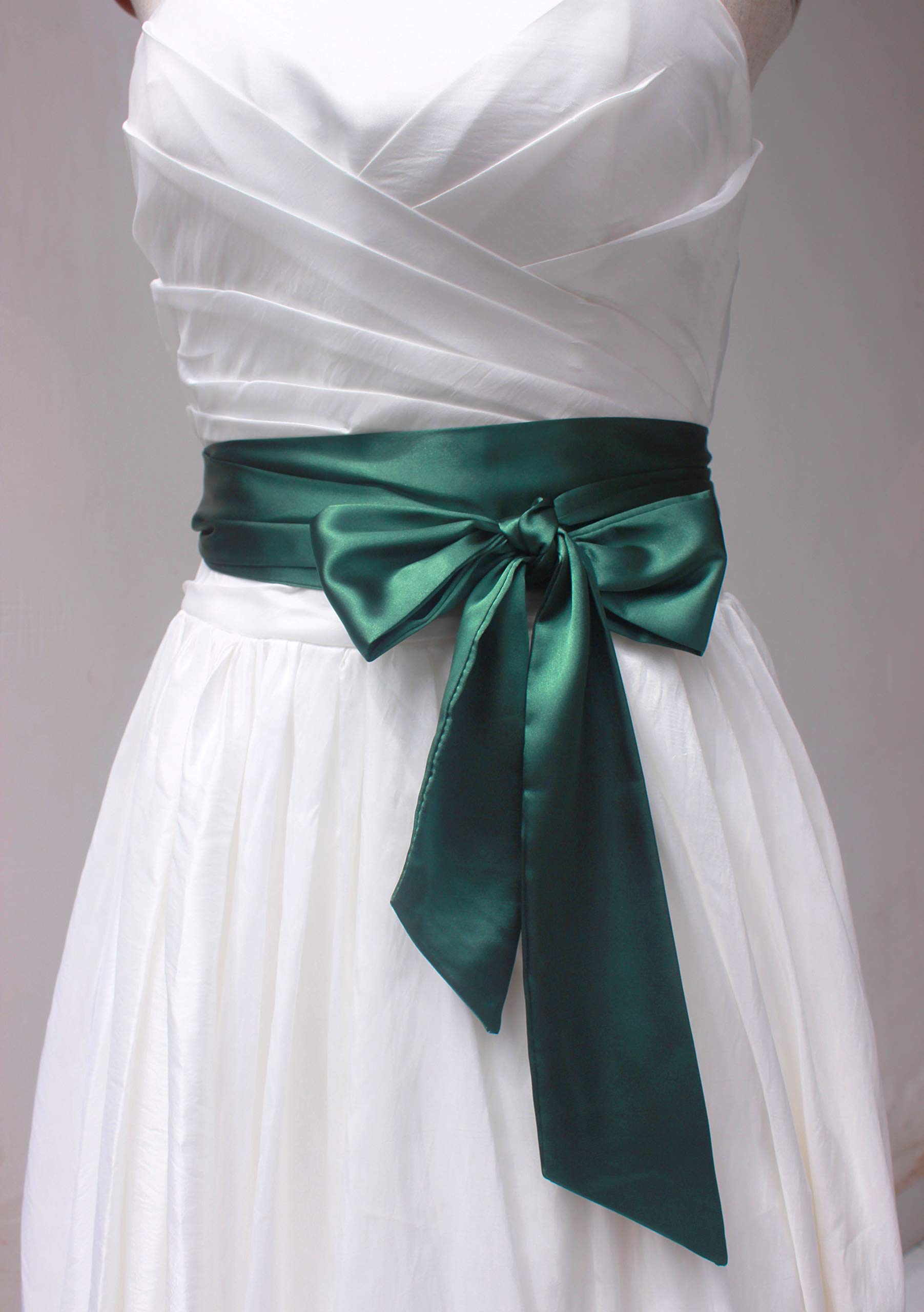 NANIA Wedding satin sash belt for special occasion dress bridal sash (Emerald)
