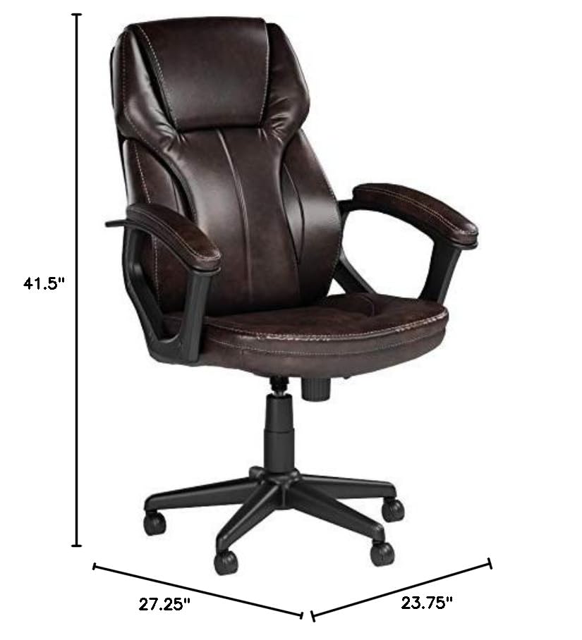 Serta Manager Office, Ergonomic Computer Chair with Layered Body Pillows Contoured Lumbar Zone, Faux Leather, Roasted Chestnut Brown