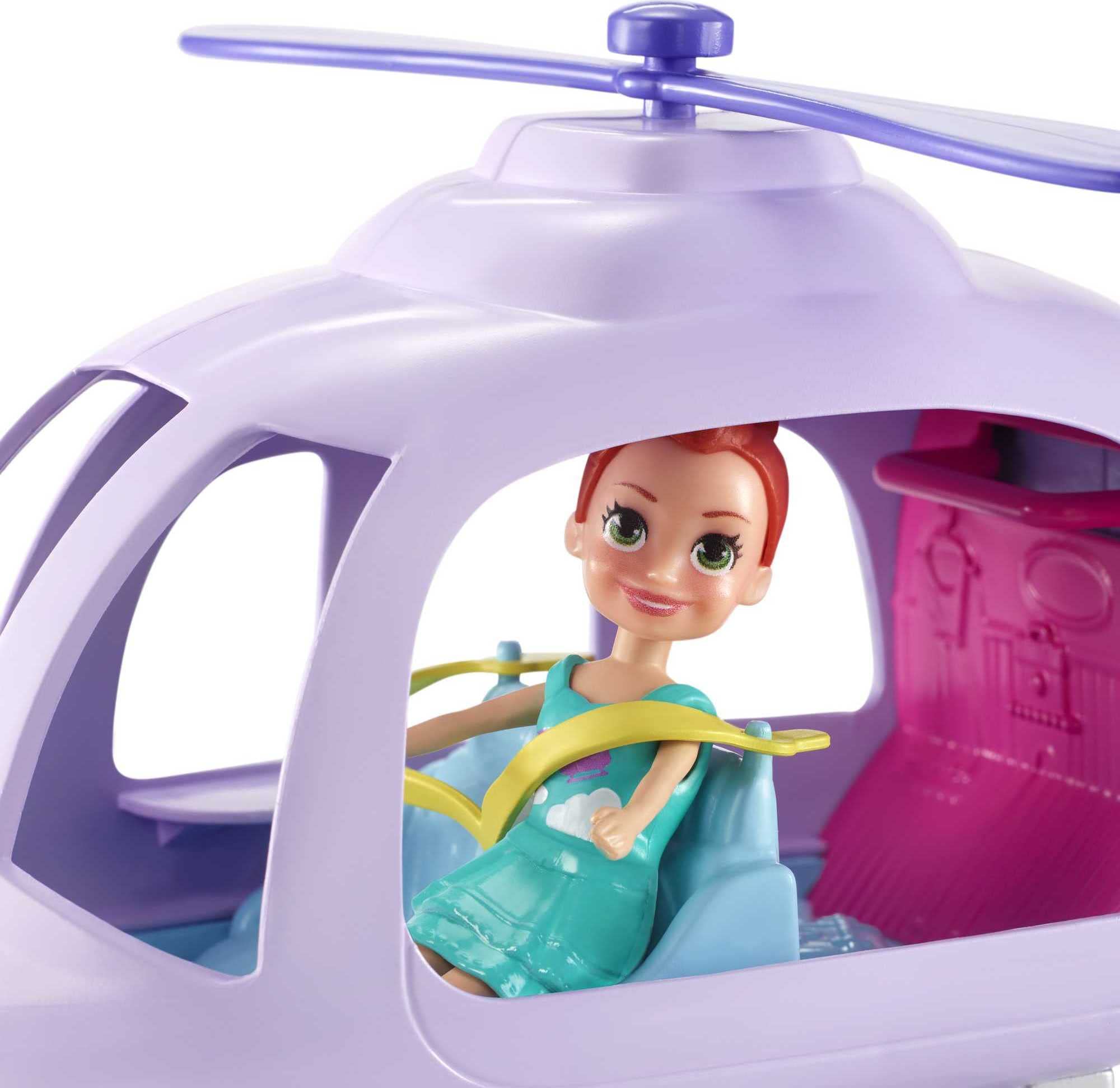 Polly Pocket Playset, Vacation Helicopter with 3-inch Lila Doll & 10+ Accessories, Travel Toy