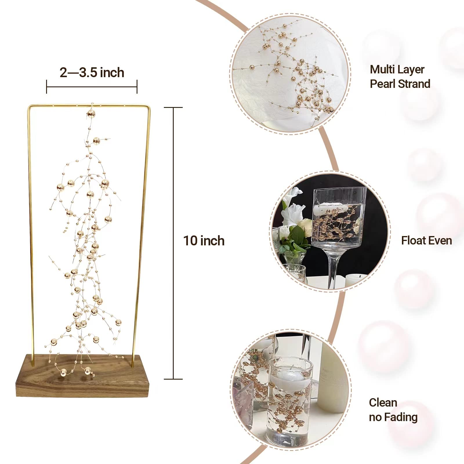 TeaSu 12pcs Pearl String, for Wedding Centerpiece, Vase Filler and Decor for Floating Candles