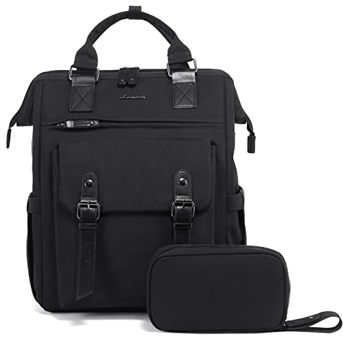 LOVEVOOK Laptop Backpack for Women Work Travel Commuter Backpack Business Computer Bag Doctor Nurse Bags College Backpack Purse, 15.6 Inch, Black-black