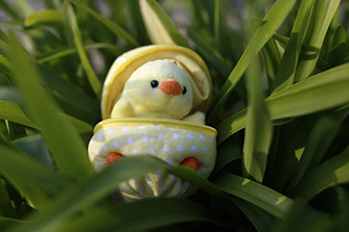 Plushland Plush Stuffed Animal 6 Inches Zip Up Egg Hideaway Cute Yellow Pastel and Polka Dot Easter Colors Spring Inspired Gift for Girls and Boys Birthday Mother's Day (Easter Chick)