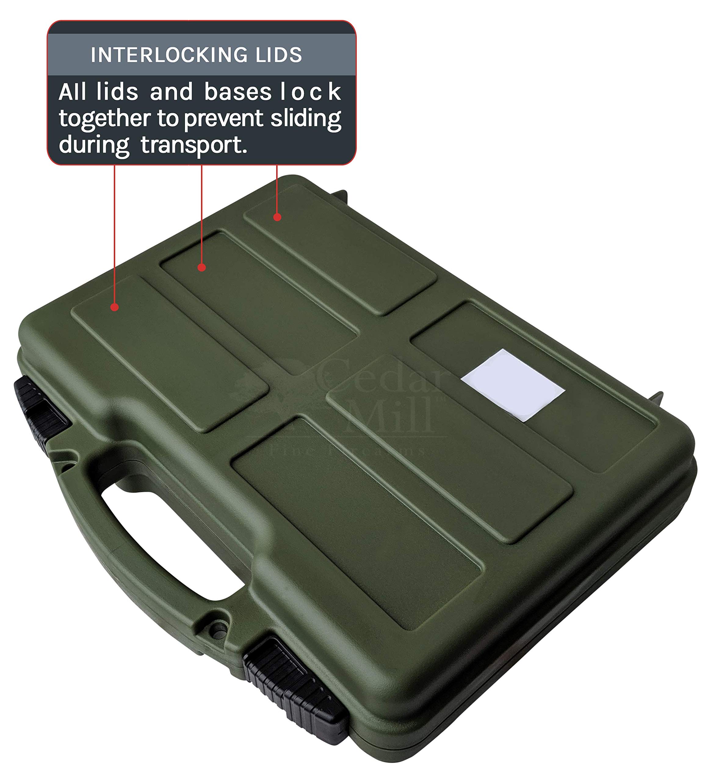Cedar Mill Fine Firearms Olive Green Hard Gun Case TSA Approved, Lifelong-Durability Hand Gun Cases β DS2TeK Handgun Case w/Dual-Lock System β High Standard Case for Handguns epe waterproof foam
