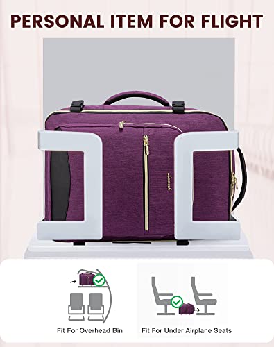 LOVEVOOK Large Travel Laptop Backpack Women, 40L Flight Approved Carry on Backpack Waterproof 17.3inch Luggage Daypack Business Weekender Overnight Backpacks Bag with 3 Packing Cubes, Purple