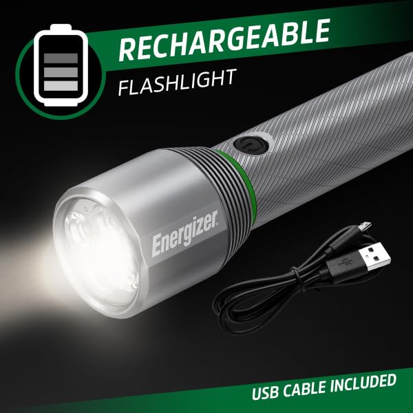 Energizer 1000 Lumen Rechargeable LED Flashlight Bundle with 2000 Lumen Rechargeable LED Flashlight, 2 Pack