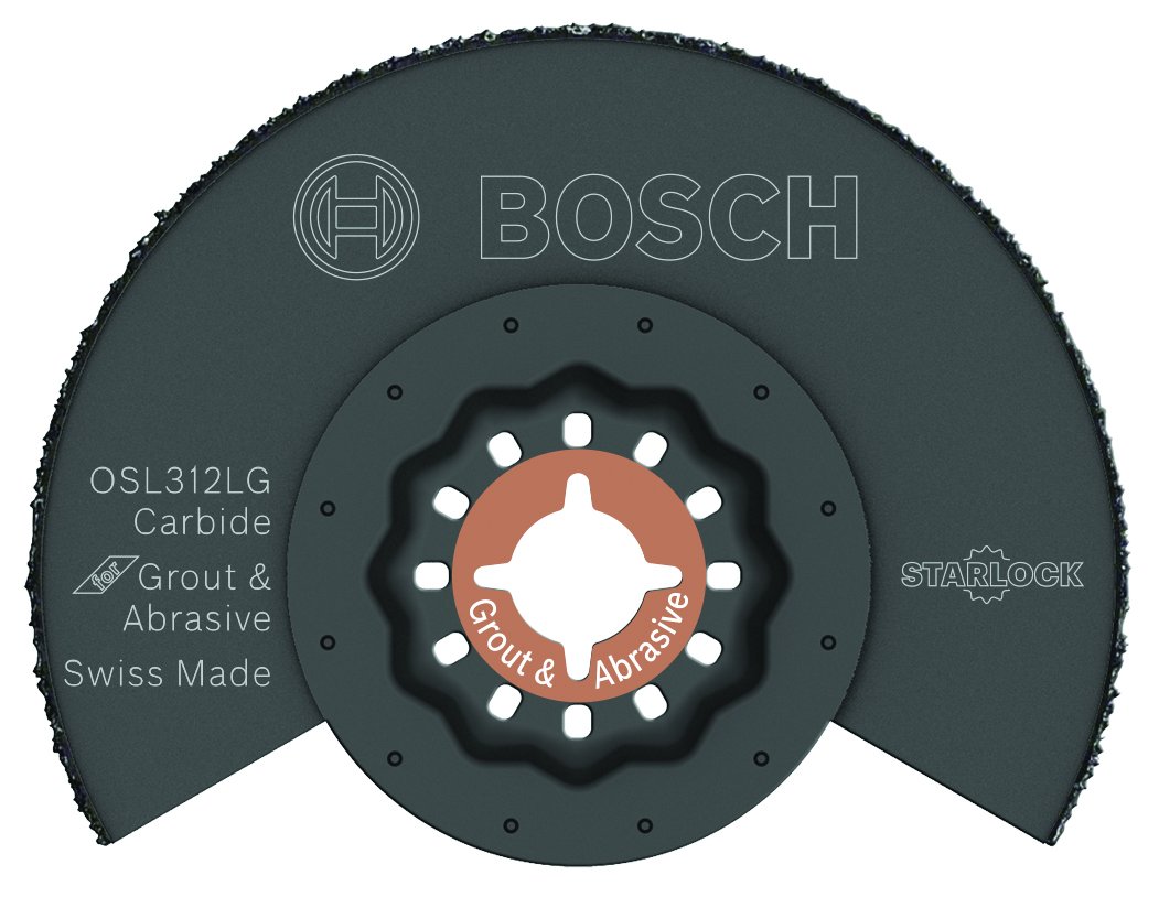 BOSCH OSL312LG 1-Piece 3-1/2 In. x 1/16 In. Starlock Oscillating Multi Tool Grout & Abrasive Carbide Grit Grout Blade for Applications in Grout Removal