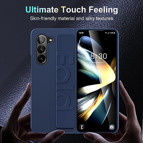 phone flip case Ultra-Thin Case Compatible with Samsung Galaxy Z Fold 5 Case w Grip Silicone Strap, Hard PC Case, Anti-Scratches Shockproof Case Protective Phone Case phone screen protection ( Color :