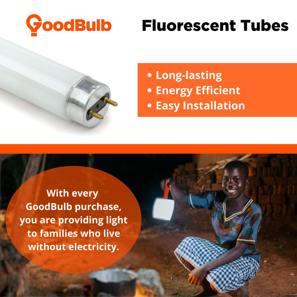 GoodBulb 40-W 48 Inch T12 Fluorescent Light Bulb, 4100K Cool White Light, Medium Bi-Pin Base, 2600 Lumens, 90 CRI, 24000 Life Hours, Instant/Programmed Start (Pack of 30 Bulbs)
