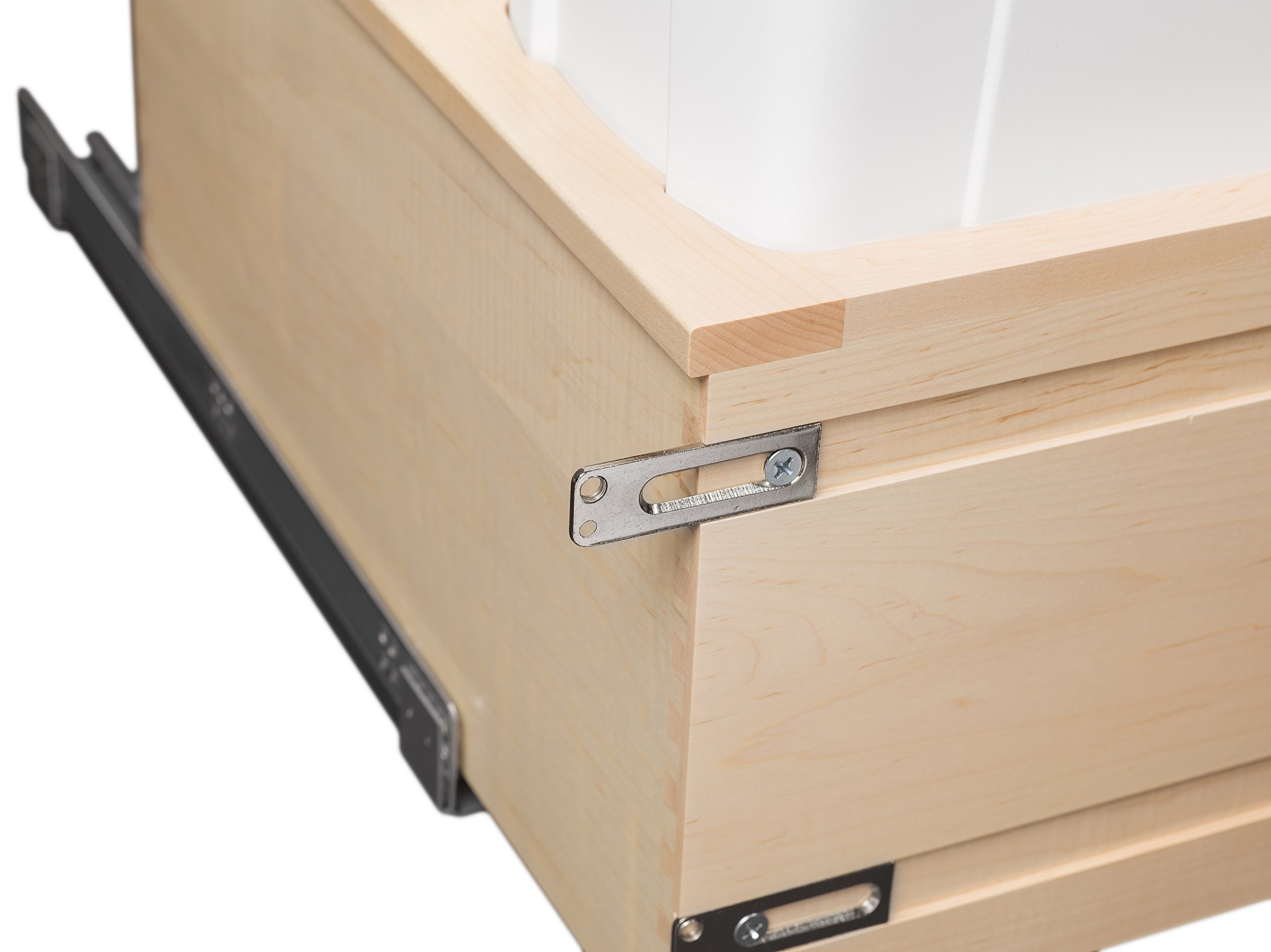 Century Components CASBM11PF Kitchen Pull Out Waste Bin Container - 34 Qt White Single - Blum Soft-Close 170 lb. MOVENTO 769 Slides, 11-7/8"