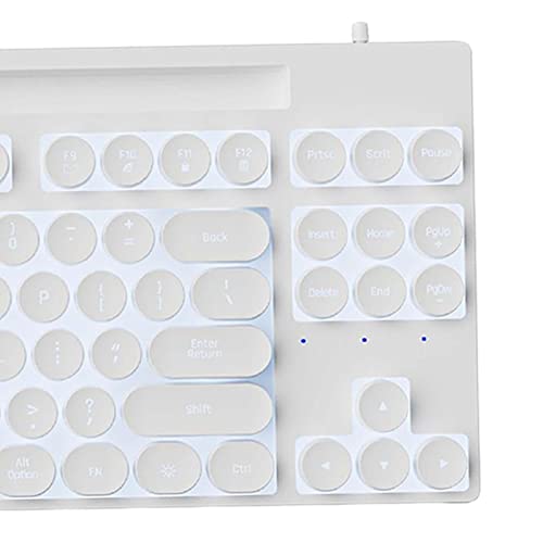Durable Gaming Keyboard Scratchproof Replacement PP Keycap Rainbow Backlit Smooth Quick Response 87 Keys Wired Keypad for Laptop Desktop PC, White