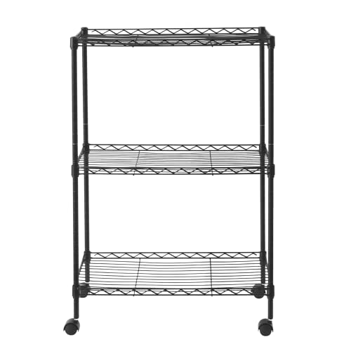 Loyaltaling Utility Carts, with Wheels Kitchen Storage Carts 3-Tier All-Purpose Shelving Heavy Duty Adjustable Storage Units Steel Organizer Wire Rack Wire Rack Shelf for Pantry Garage