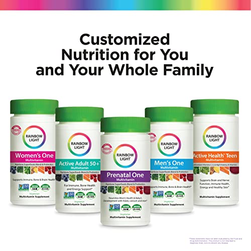 Rainbow Light Adult Multivitamin, Vitamins C & Zinc, B Complex & Choline, Calcium & Vitamin D Supports Bone Health, Energy & Immune Support, Non-GMO, Vegetarian, 90 Tablets